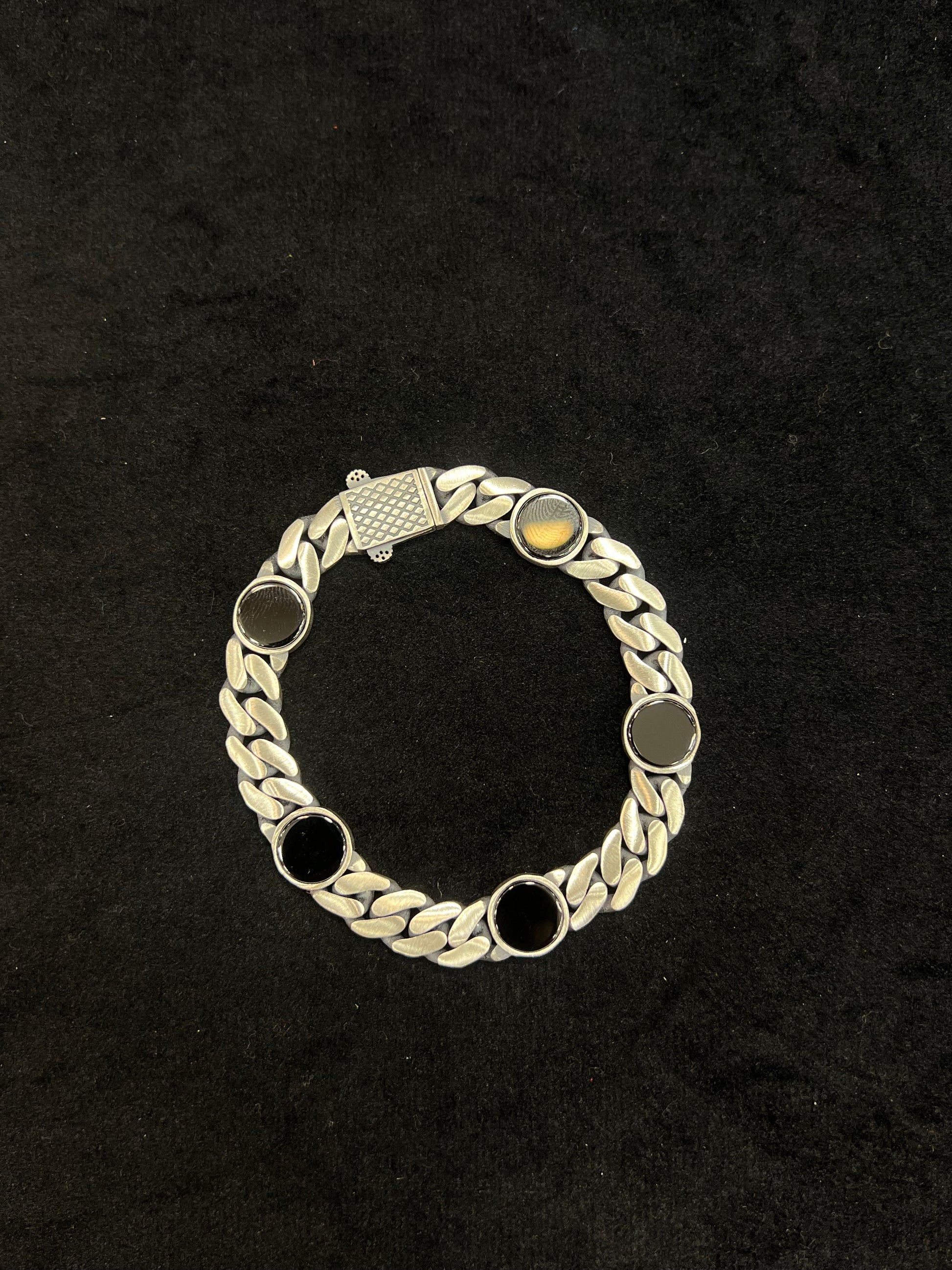 925 Sterling Silver Black Stone Chain Bracelet – The Aarna Jewels