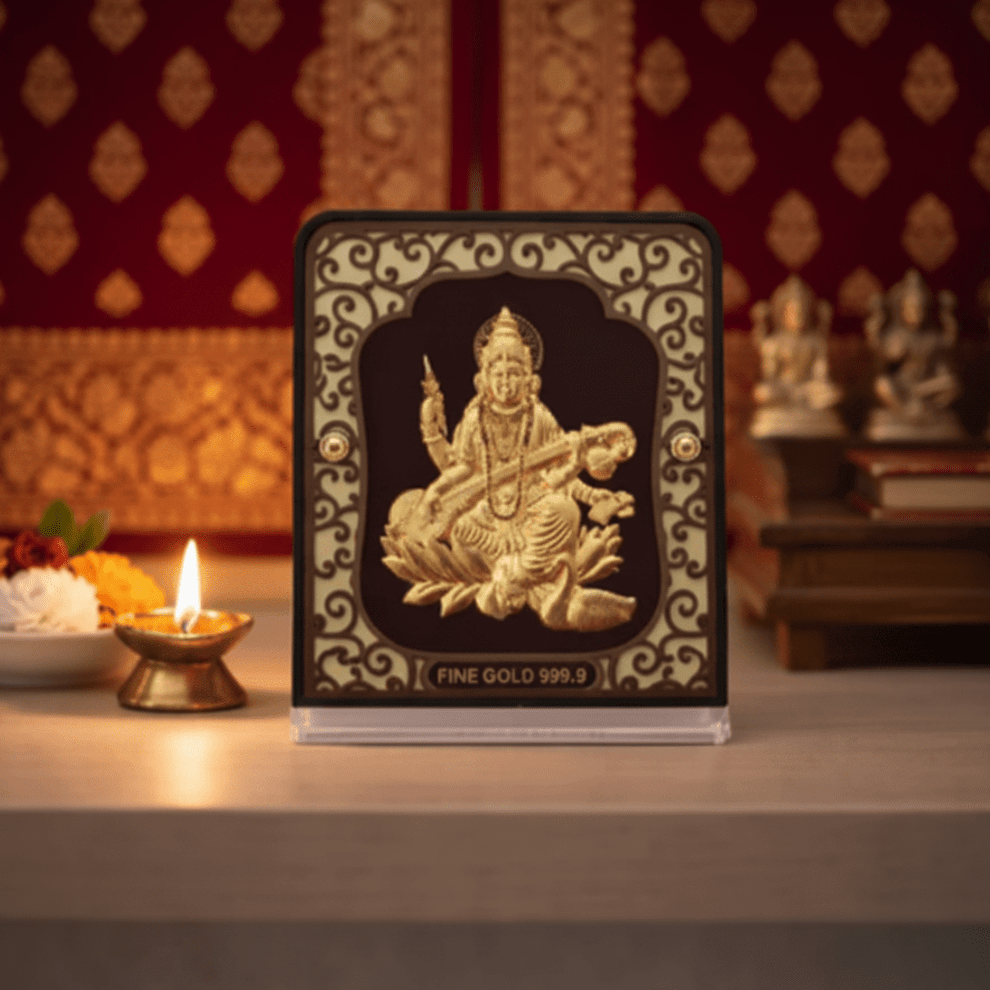 Gold Plated Saraswati Table Top Frame – The Aarna Jewels
